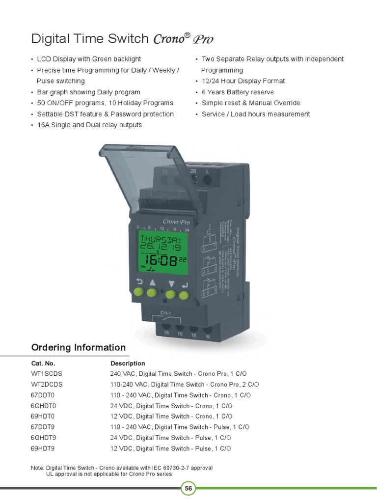 Digital Time Switch: Ordering Information | PDF | Relay | Switch