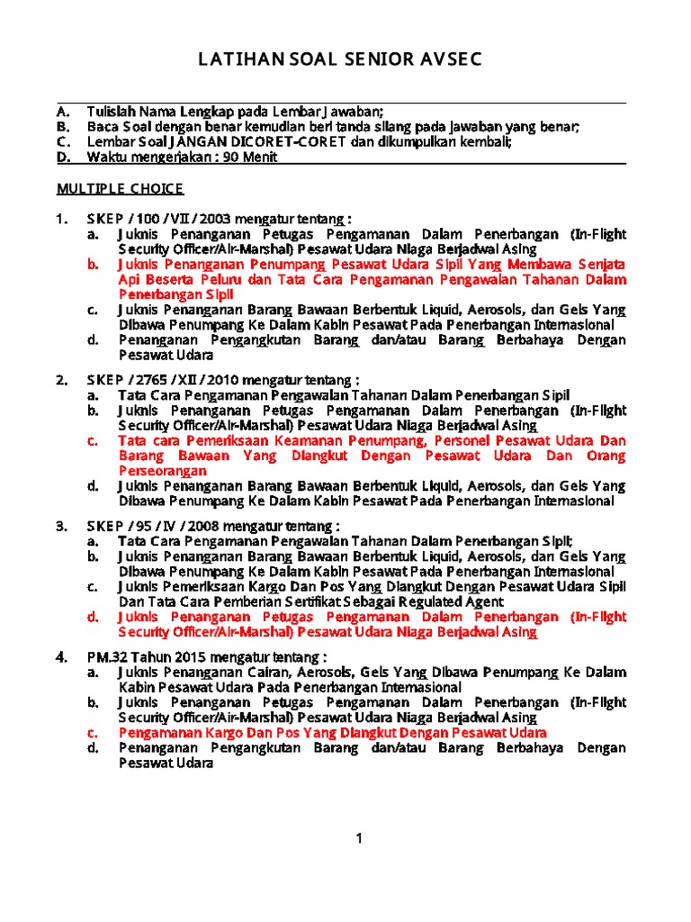Latihan Senior Avsec-1-1 | PDF