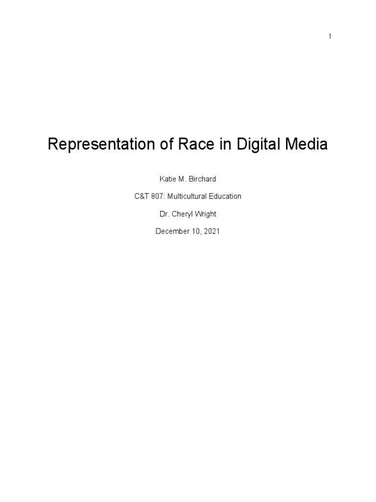 Race Portrayal in Digital Media | PDF | Race (Human Categorization ...