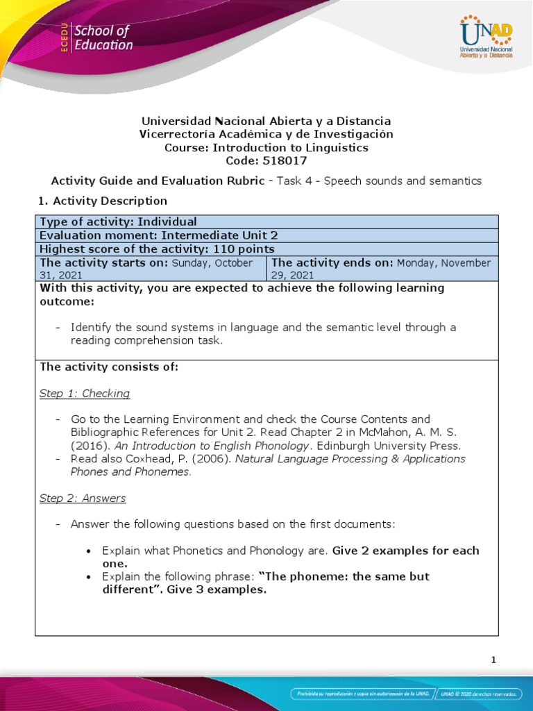 Activity Guide and Evaluation Rubric - Task 4 - Speech Sounds and ...