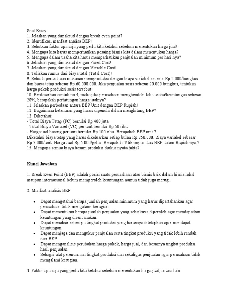 Contoh Soal Bep | PDF | Komputer