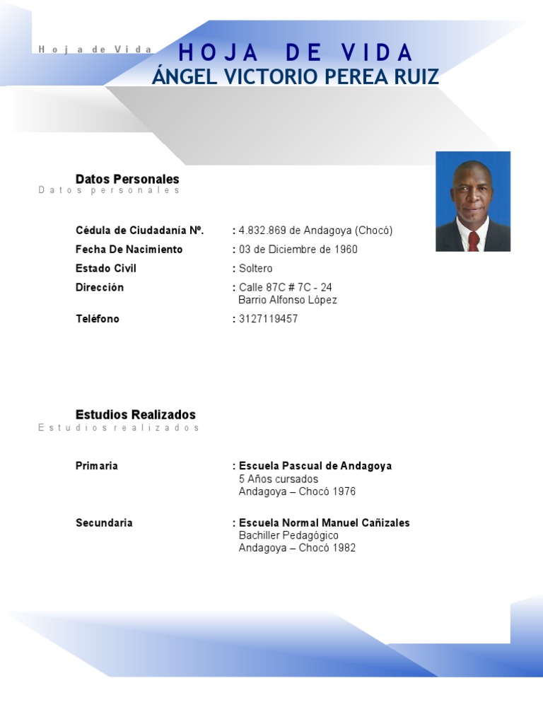 Hoja de Vida Ángel Victorio Perea Ruiz | PDF
