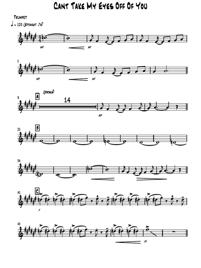 Can't Take My Eyes Off of You Edited Rob Trumpet | PDF