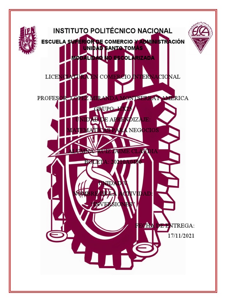 U5 Act.17 - INVERSIONES Ruiz Jaime Claudia MANE | PDF