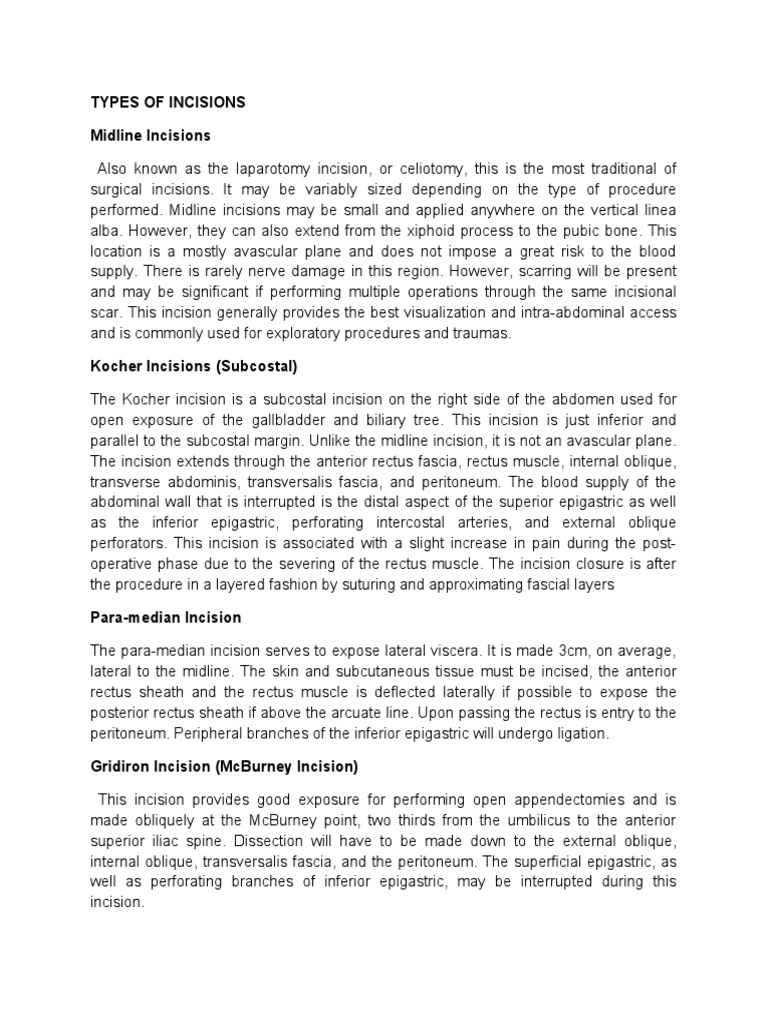A Comprehensive Guide to Common Surgical Incisions: Locations ...