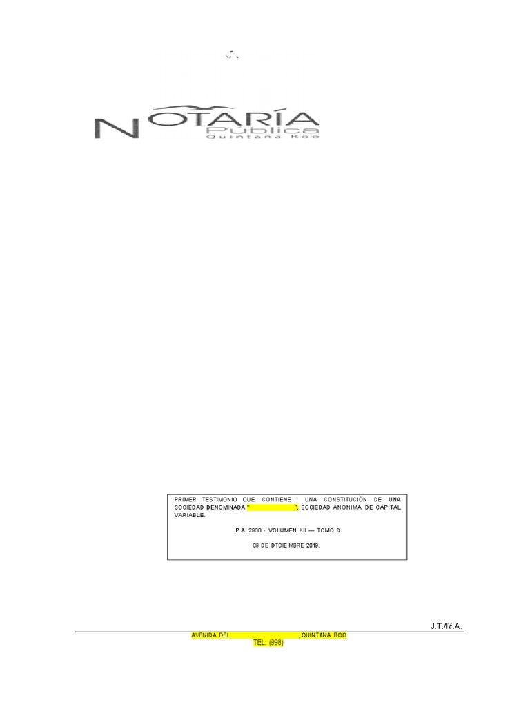 Acta Constitutiva y Poder Notarial 1 | PDF | Sociedad de ...