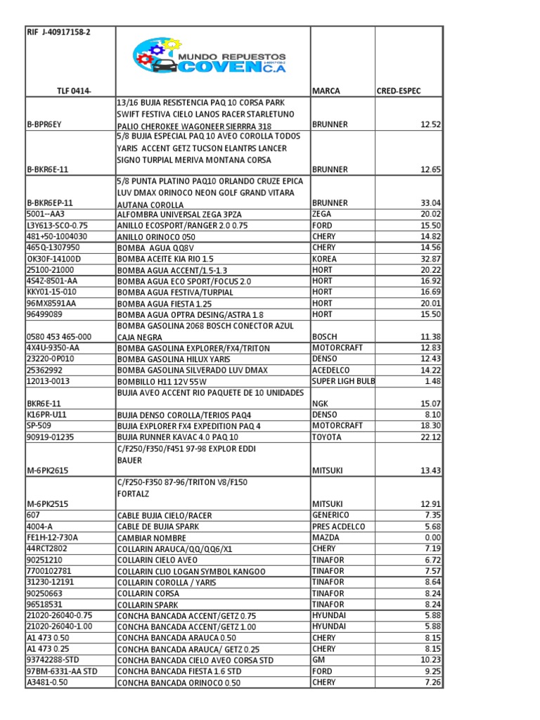 Automotive Parts Catalog Listing Diverse Vehicle Components | PDF ...