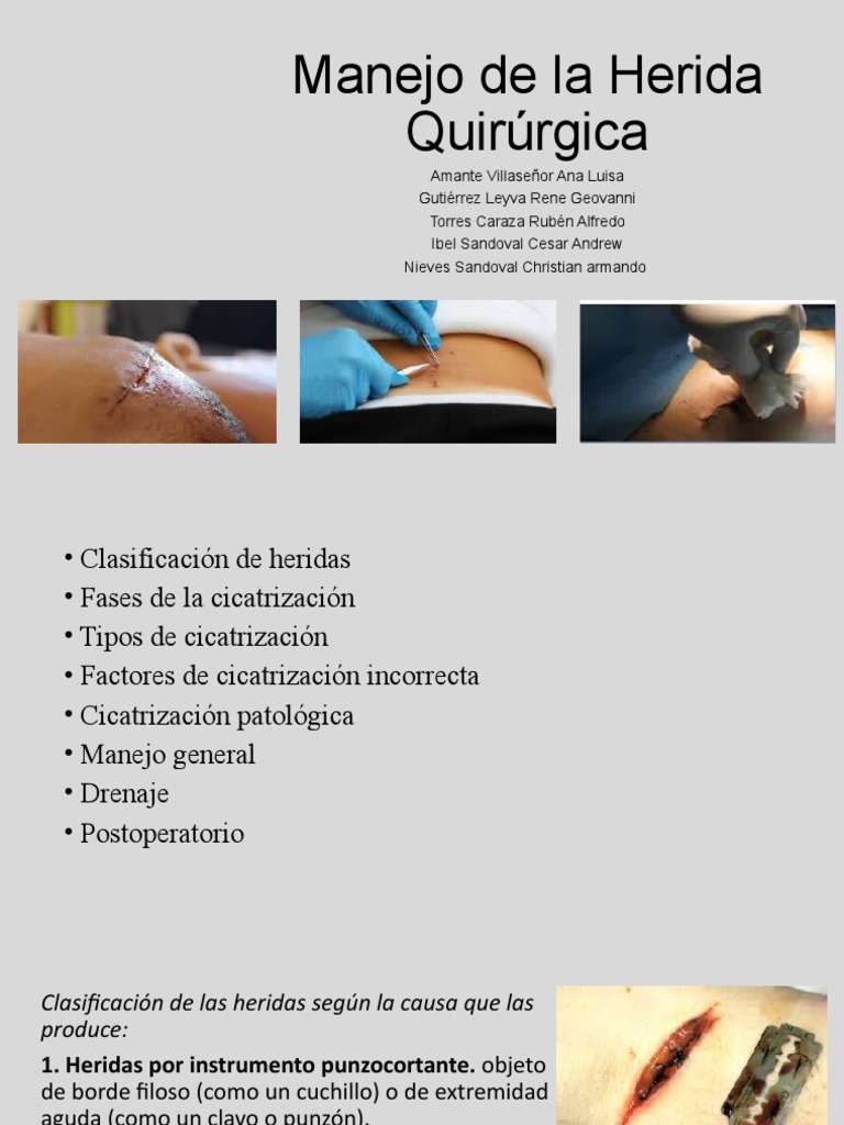 Clasificación y manejo de heridas quirúrgicas | PDF | Cicatrización de la herida ...