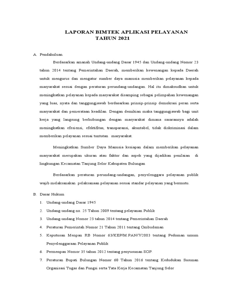 Laporan Bimtek | PDF