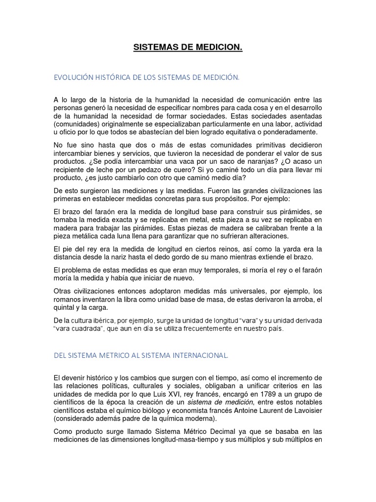 Guia de Estudio Unidad Tematica 3 SISTEMAS DE MEDICION | PDF | Sistema ...