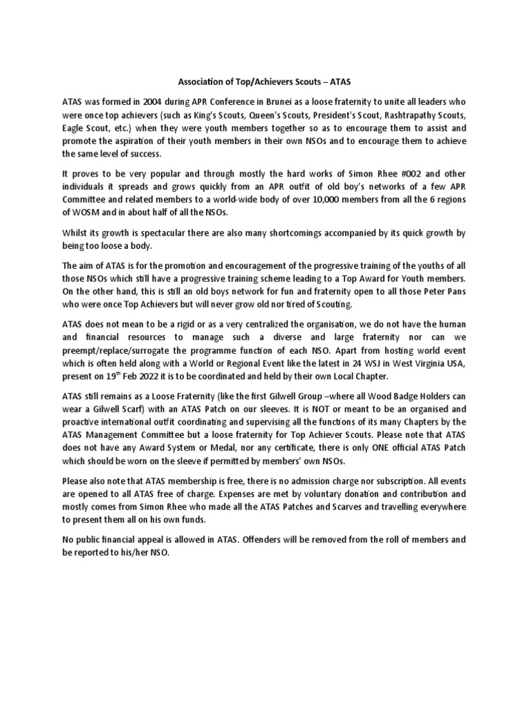 Association of Top/Achievers Scouts - ATAS | Download Free PDF ...