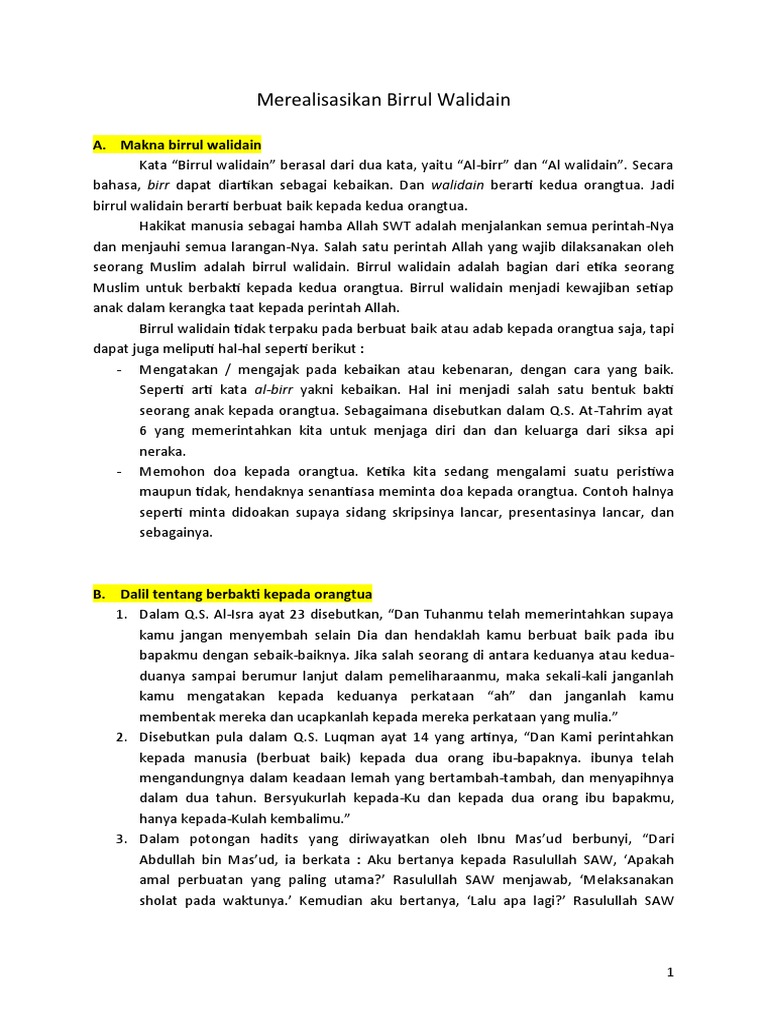 Birrul Walidain | PDF