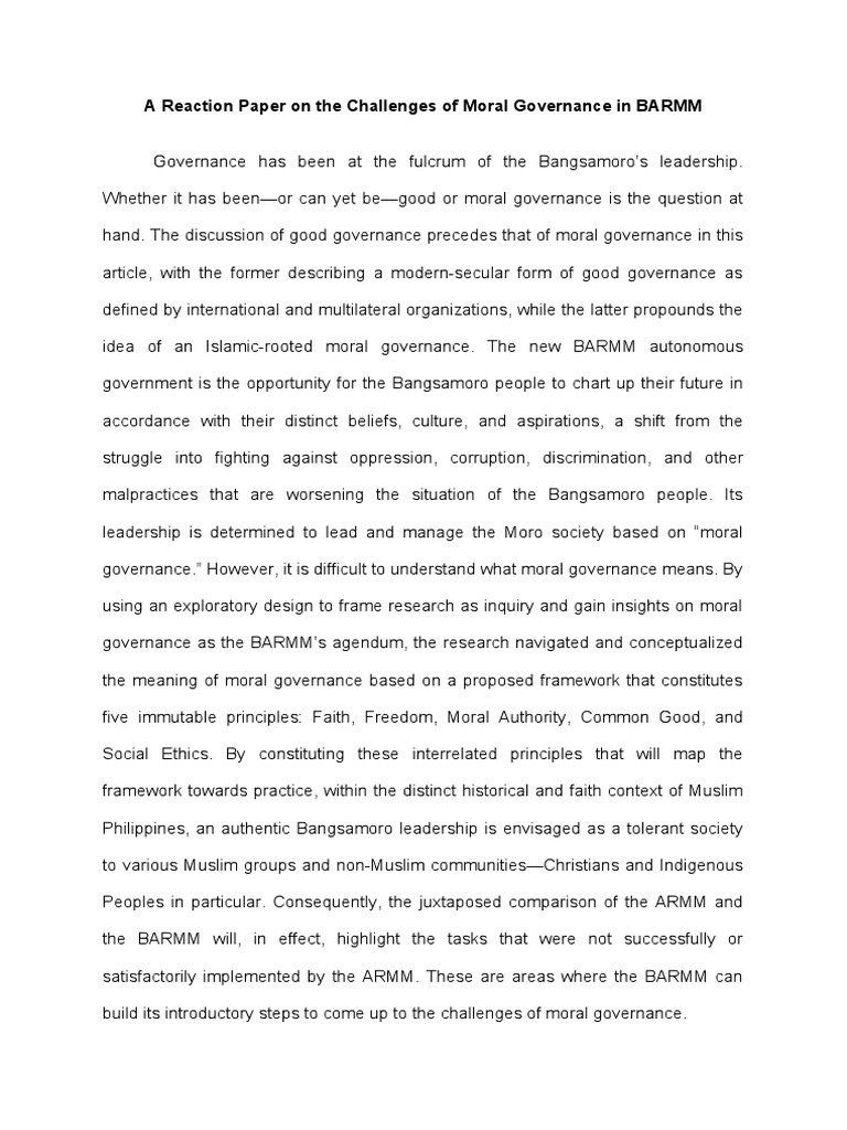Challenges of Achieving Moral Governance in BARMM | PDF | Governance ...