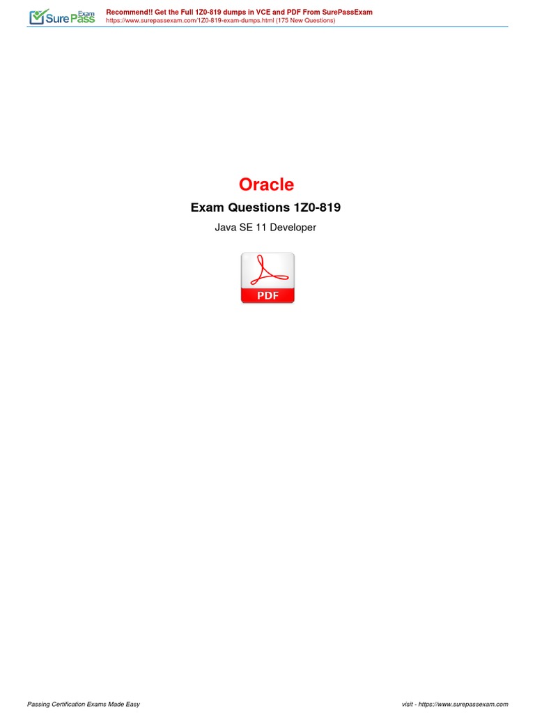 Oracle: Exam Questions 1Z0-819 | PDF | Class (Computer Programming ...