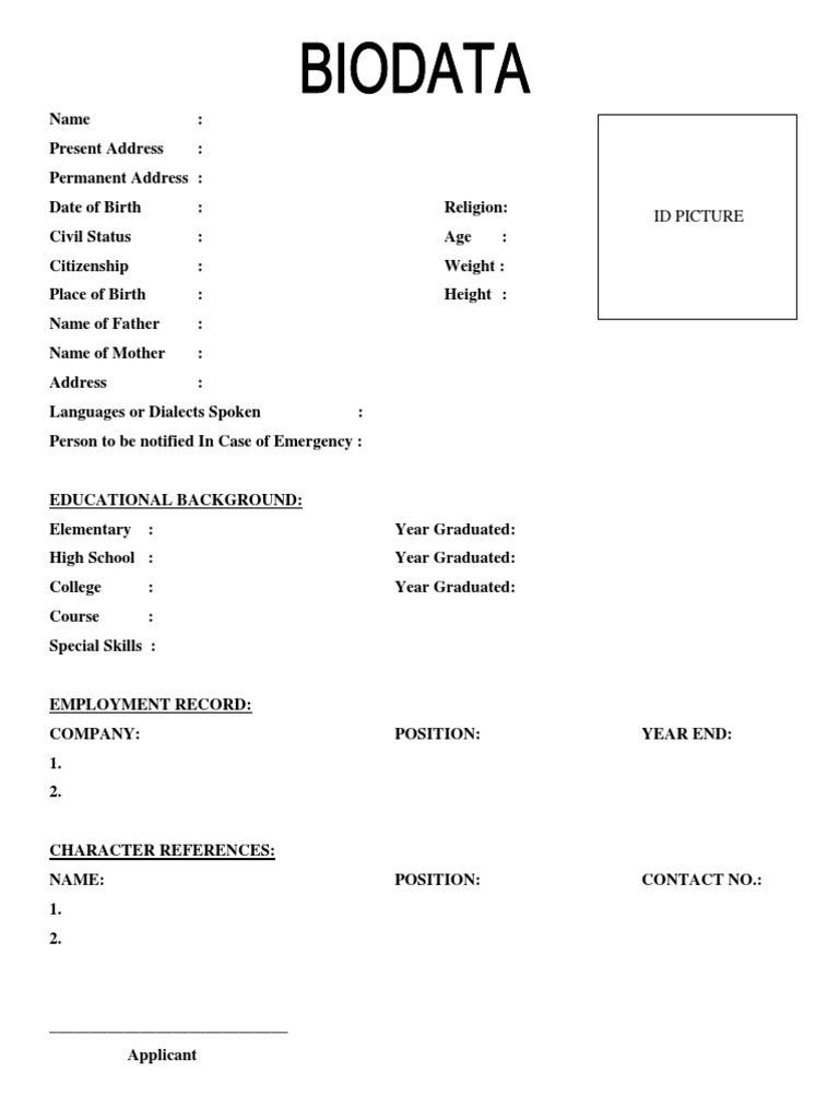 Biodata | PDF | Wellness