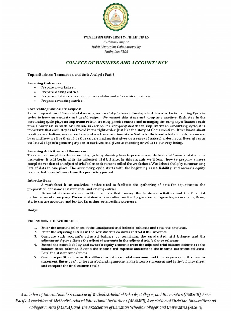 Module 3 Business Transaction And Their Analysis Part 3 Pdf