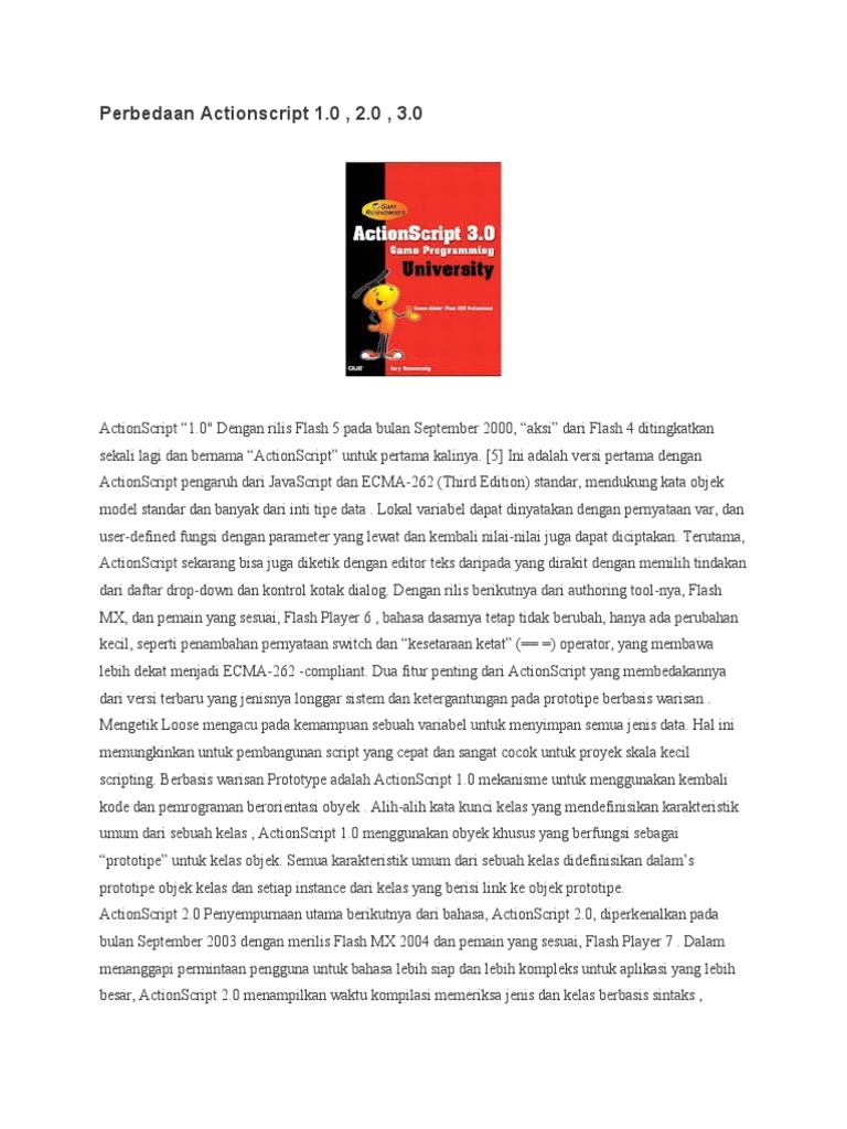 Perbandingan ActionScript 1.0, 2.0, 3.0 | PDF | Metode & Bahan Ajar | Teknologi & Rekayasa