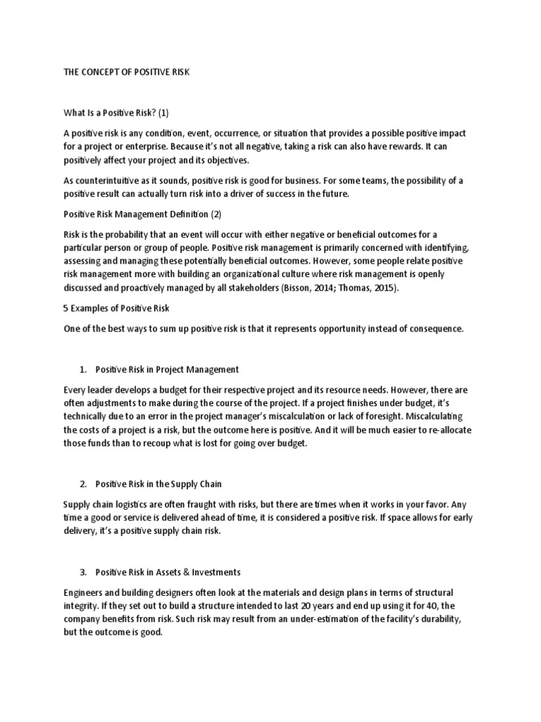 Concept of Positive Risk | PDF | Risk | Risk Management