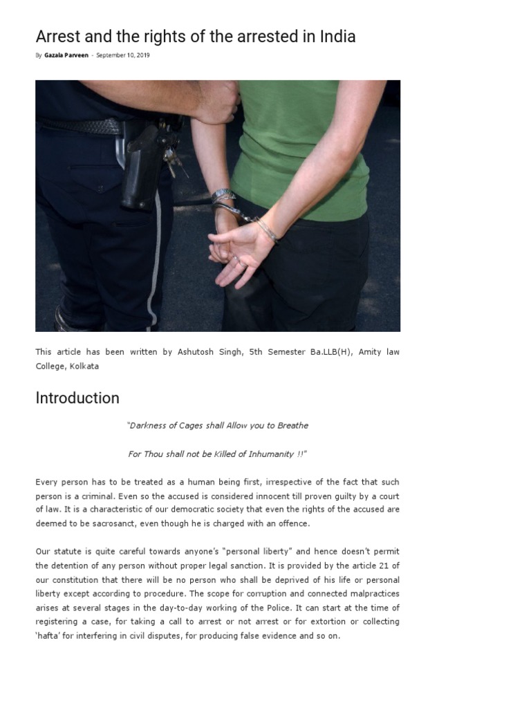 Arrest and The Rights of The Arrested in India | PDF | Arrest | Bail