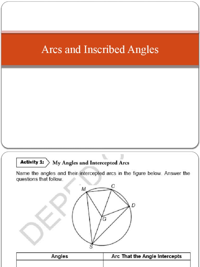Arcs and Inscribed Angles | PDF