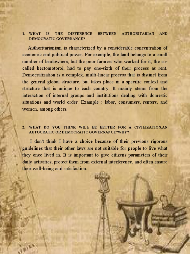Authoritarian vs. Democratic Governance Explained | PDF