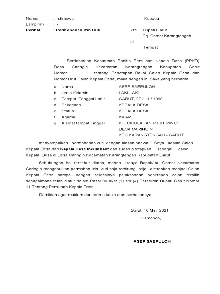 Surat Cuti | PDF