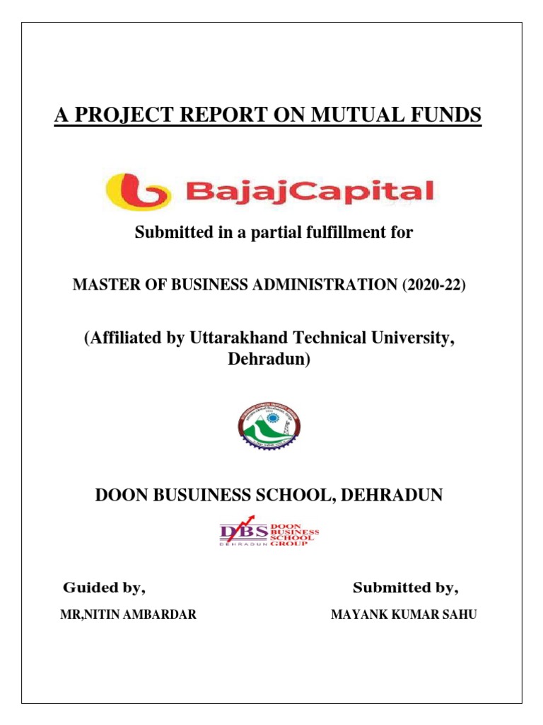 Study of Mutual Funds Project Reportt | PDF | Investment Fund | Investing