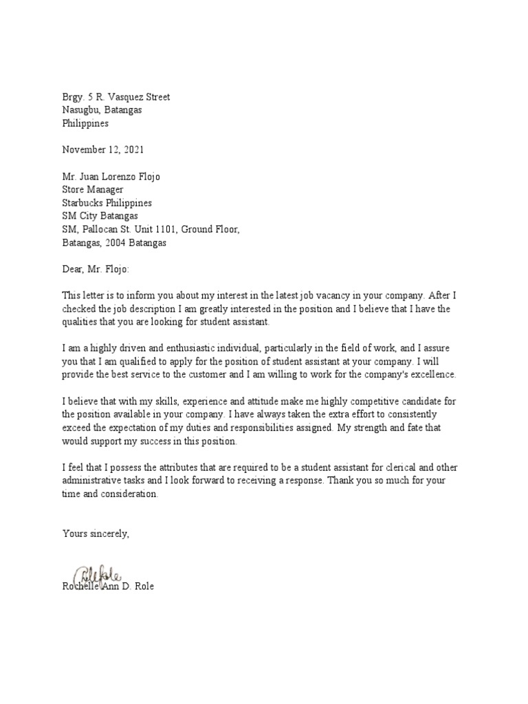 Application Letter | PDF