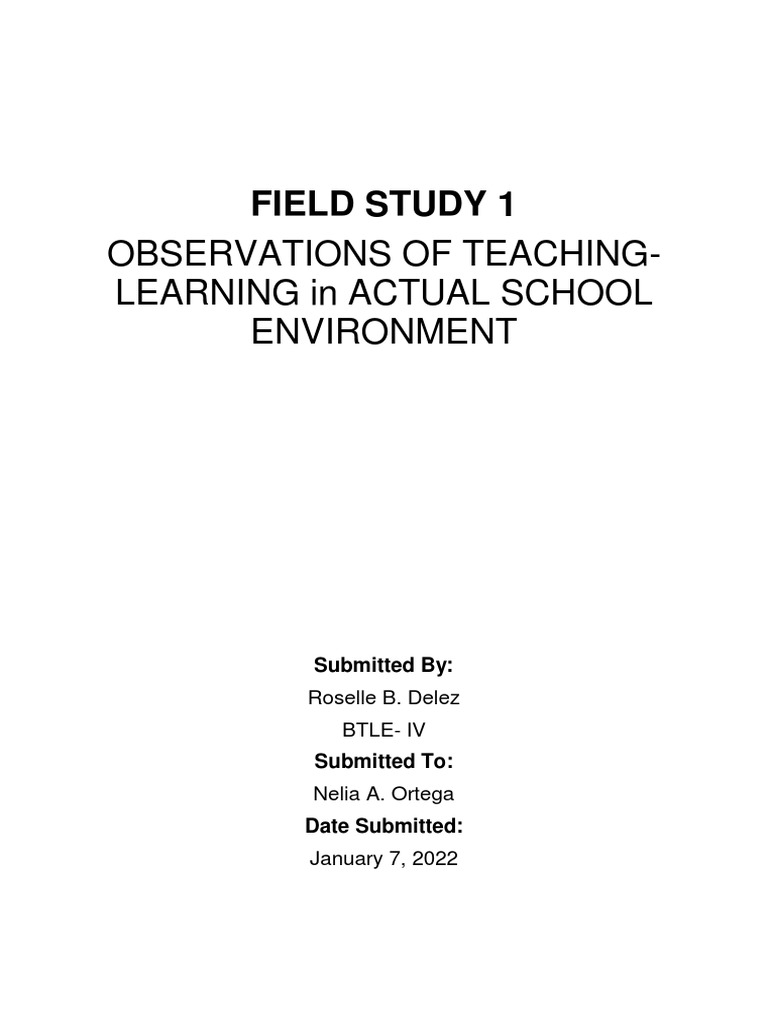 Observations of Teaching-Learning in Actual School Environment | PDF ...
