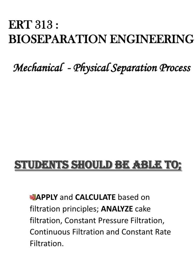 Bioseparation Engineering: Filtration Methods | PDF | Filtration ...
