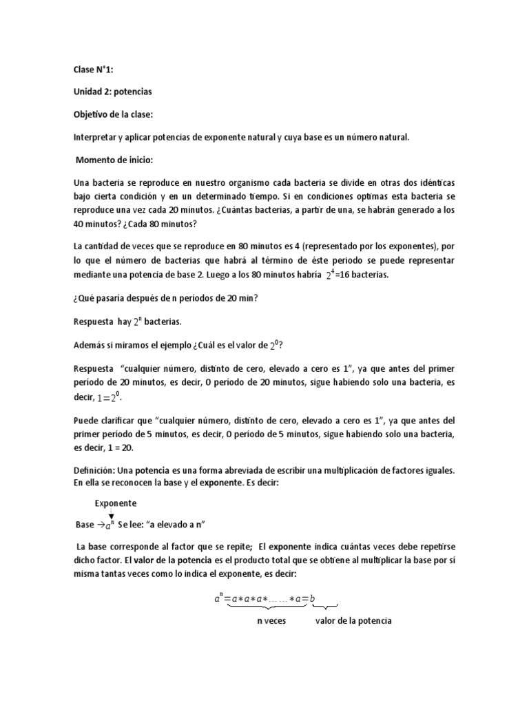 Clases Septimo Basico Potencias | Descargar gratis PDF | Exponenciación ...