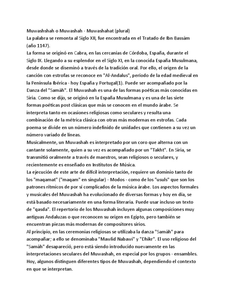 Muwashshah o Muwashah | PDF | Al Andalus | Poesía