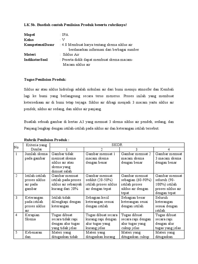 LK 3c Penilaian Produk | PDF