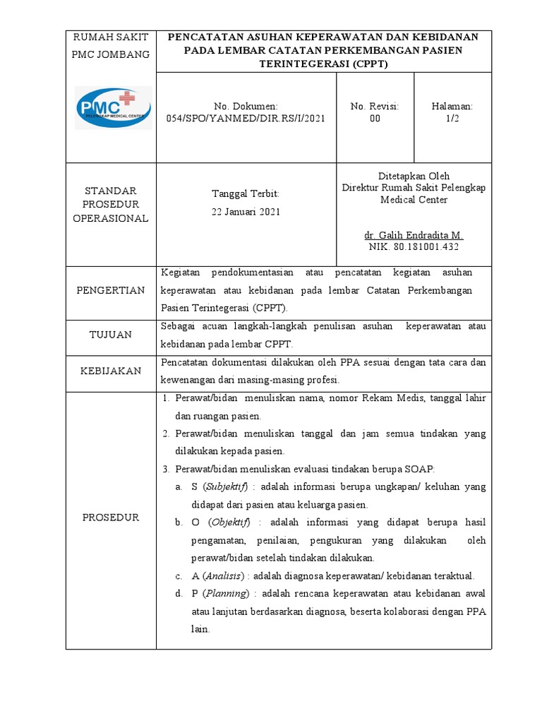 Spo Pencatatan CPPT | PDF