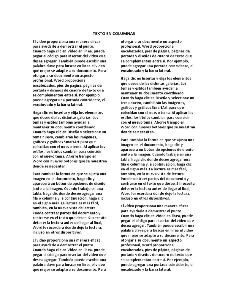 Texto en Columnas | PDF | Vídeo | Imagen