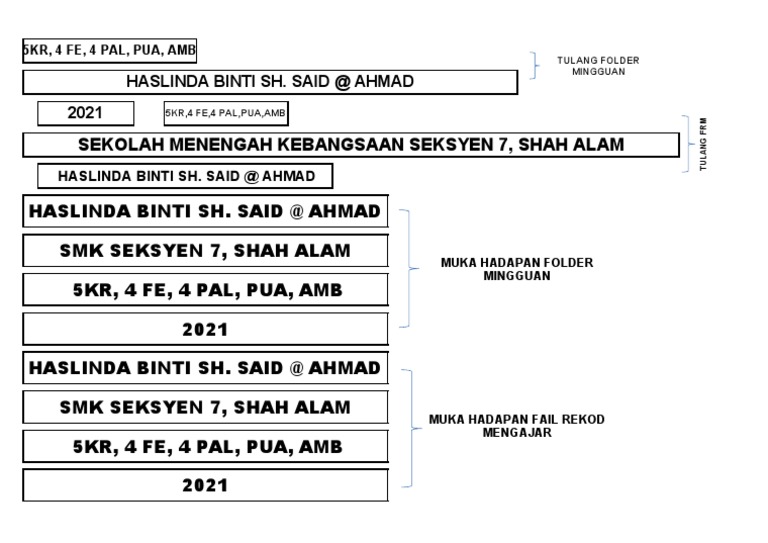 Nama Tulang Fail Rekod Mengajar 2019 | PDF
