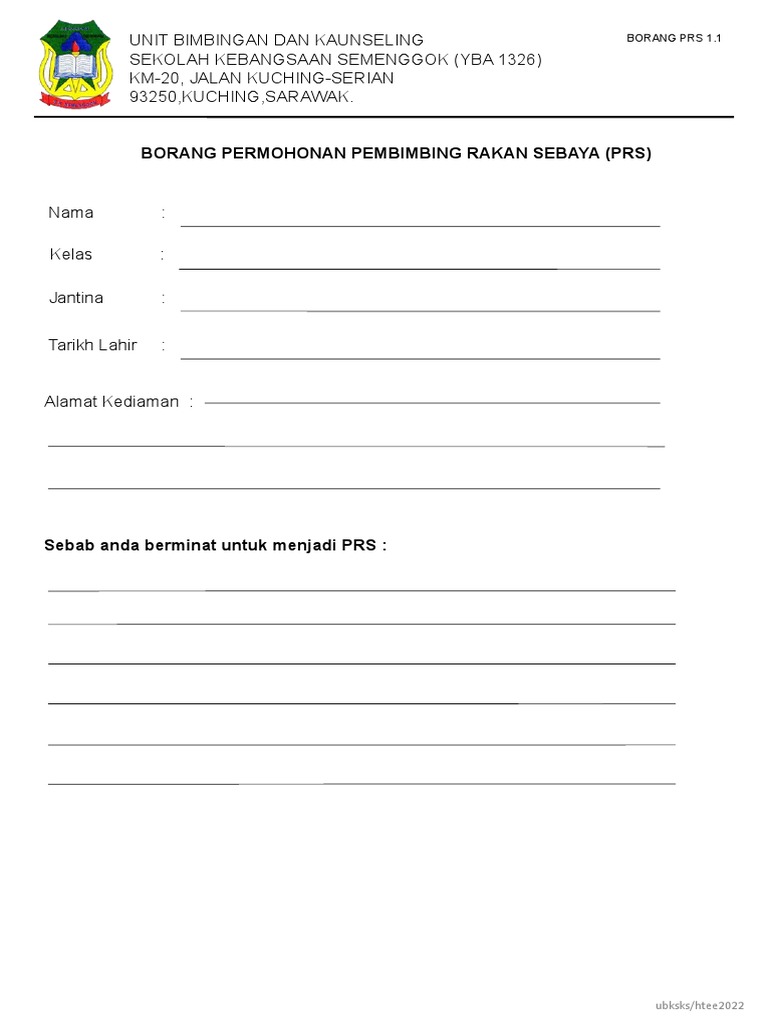 Borang Permohonan PRS 2022 | PDF