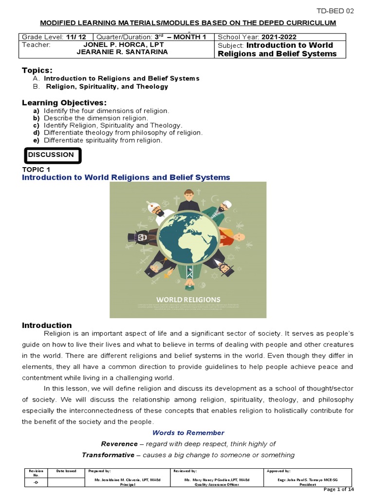 Introduction To World Religions and Belief Systems | PDF | Spirituality ...