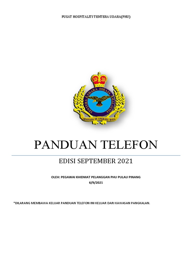 Panduan Telefon PHU TUDM 2021 | PDF