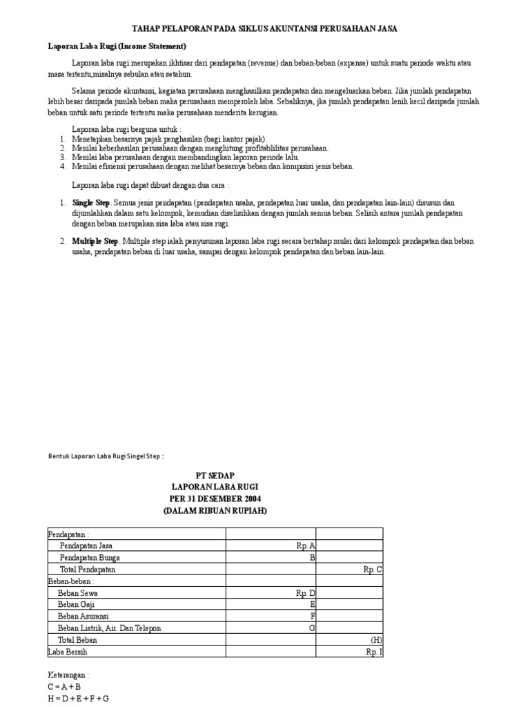 Materi Siklus Akuntansi Tahap Pelaporan P.jasa | PDF | Pengelolaan Keuangan & Uang