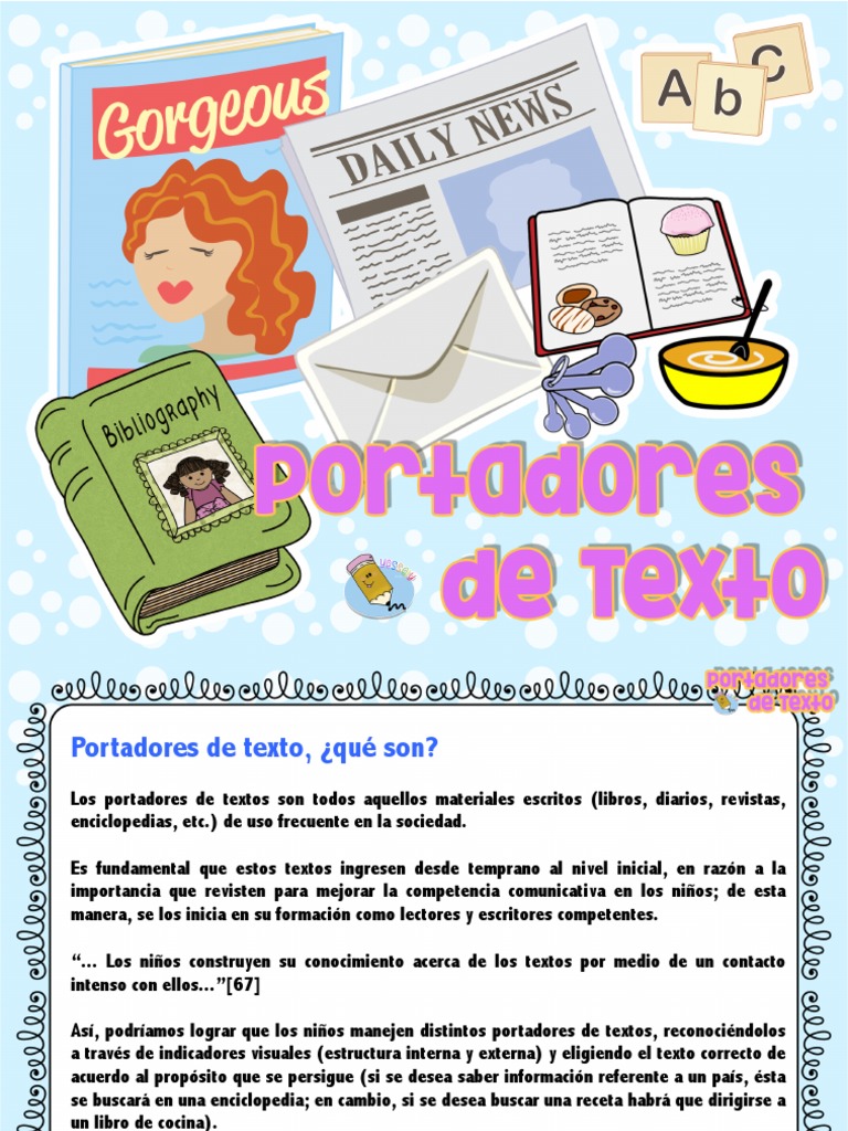 Portadores de Texto en Preescolar | PDF