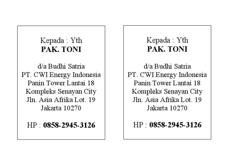 Kepada: Yth Kepada: Yth: Pak. Toni Pak. Toni | PDF
