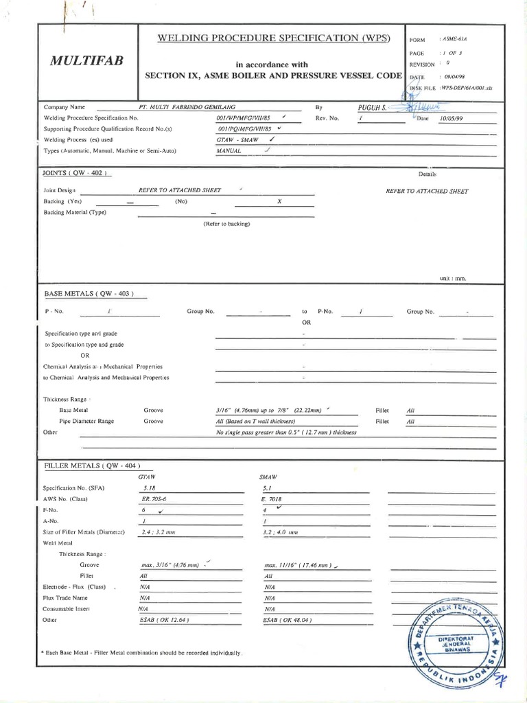 WPS 001 Depnaker | PDF