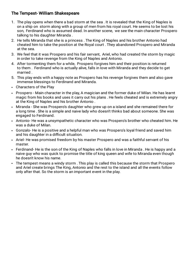 The Tempest-William Shakespeare | PDF