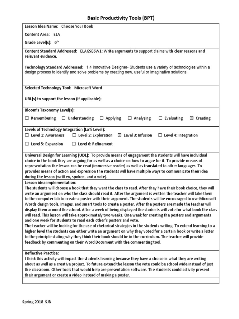 03 Basic Productivity Tools Lesson Idea Template | PDF | Education Theory | Cognitive Science
