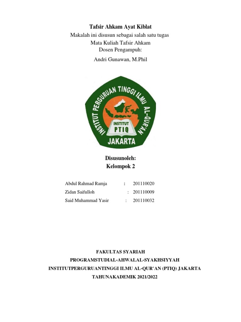 Makalah Tafsir Ahkam Ayat Kiblat-2 | PDF | Agama & Spiritualitas