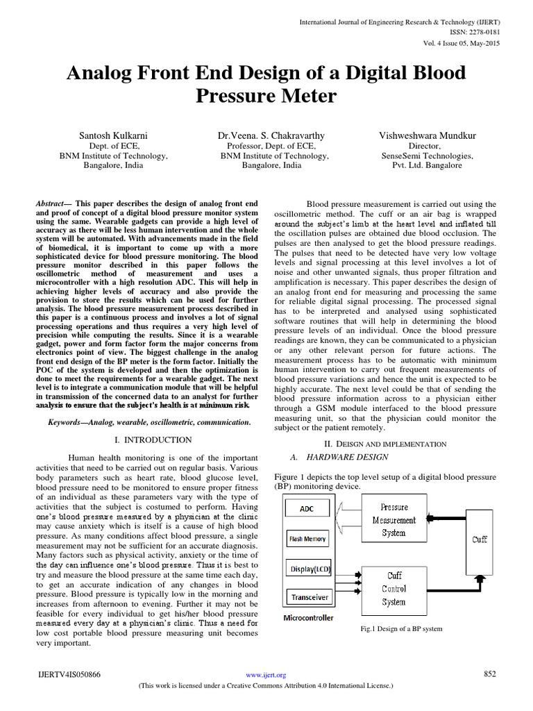 Analog Front End Design of A Digital Blood Pressure Meter ...