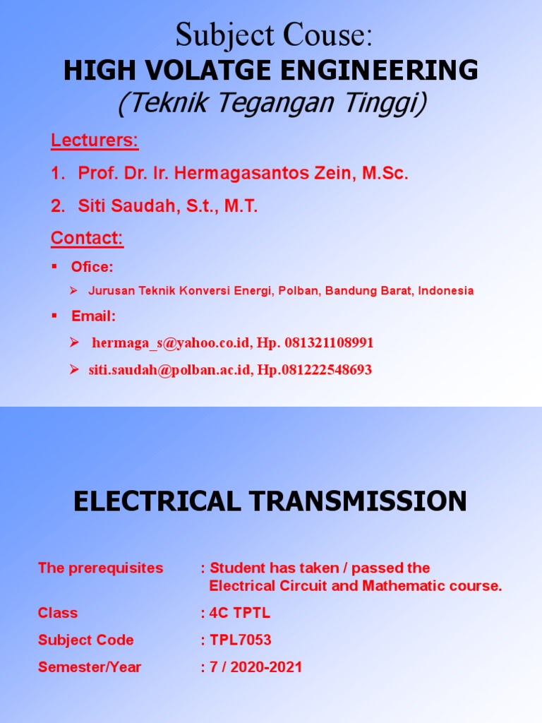 Scope of High Voltage Engineering | PDF | High Voltage | Electric Power ...