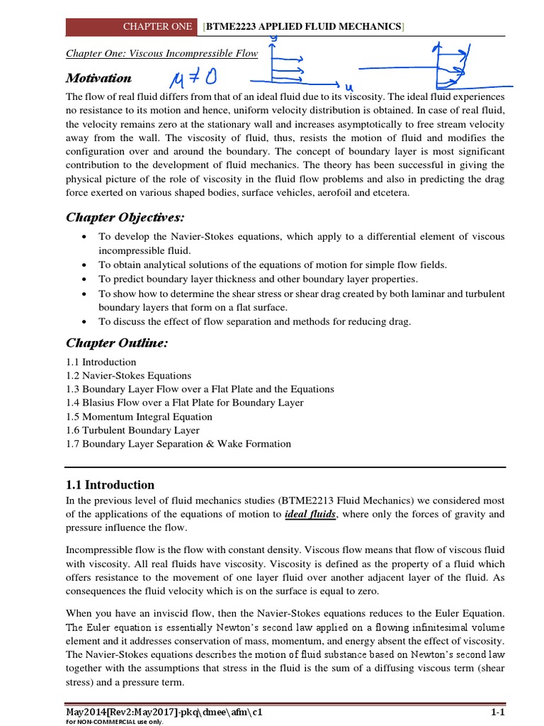 Chapter 1 - Viscous Incompressible Flow (Rev200) (ANSWER) | PDF | Boundary Layer | Fluid Mechanics