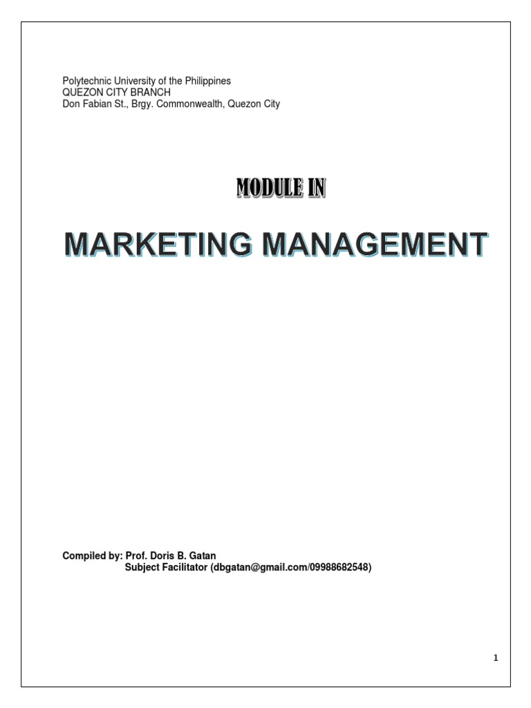 MODULE in Marketing Management - Docx 1 | PDF | Market Segmentation ...